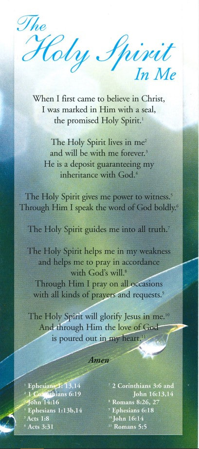 The Holy Spirit In Me | Proclamation Card | Derek Prince Ministries NZ