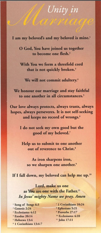 Unity in Marriage | Proclamation Card | Derek Prince Ministries NZ
